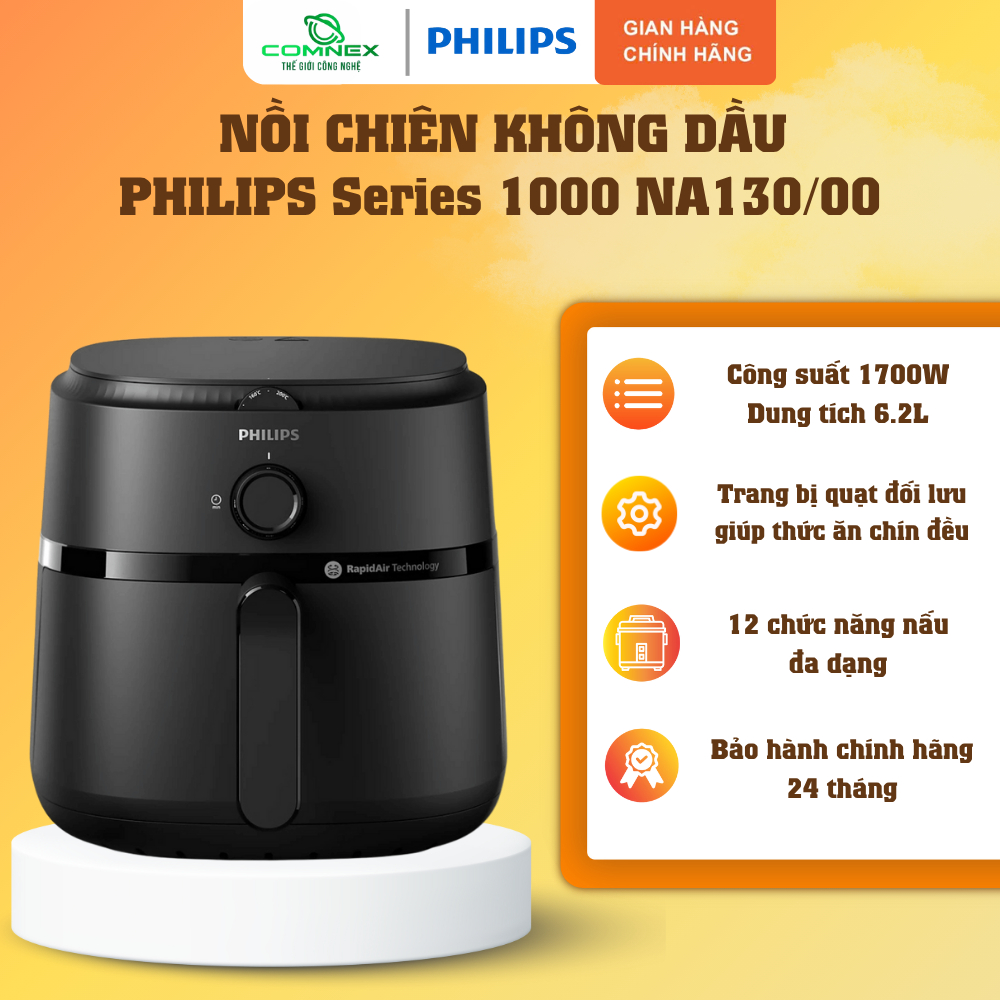 Nồi Chiên Không Dầu Philips NA130/00 6.2 lít |1700W | Nút Vặn - Hàng ...