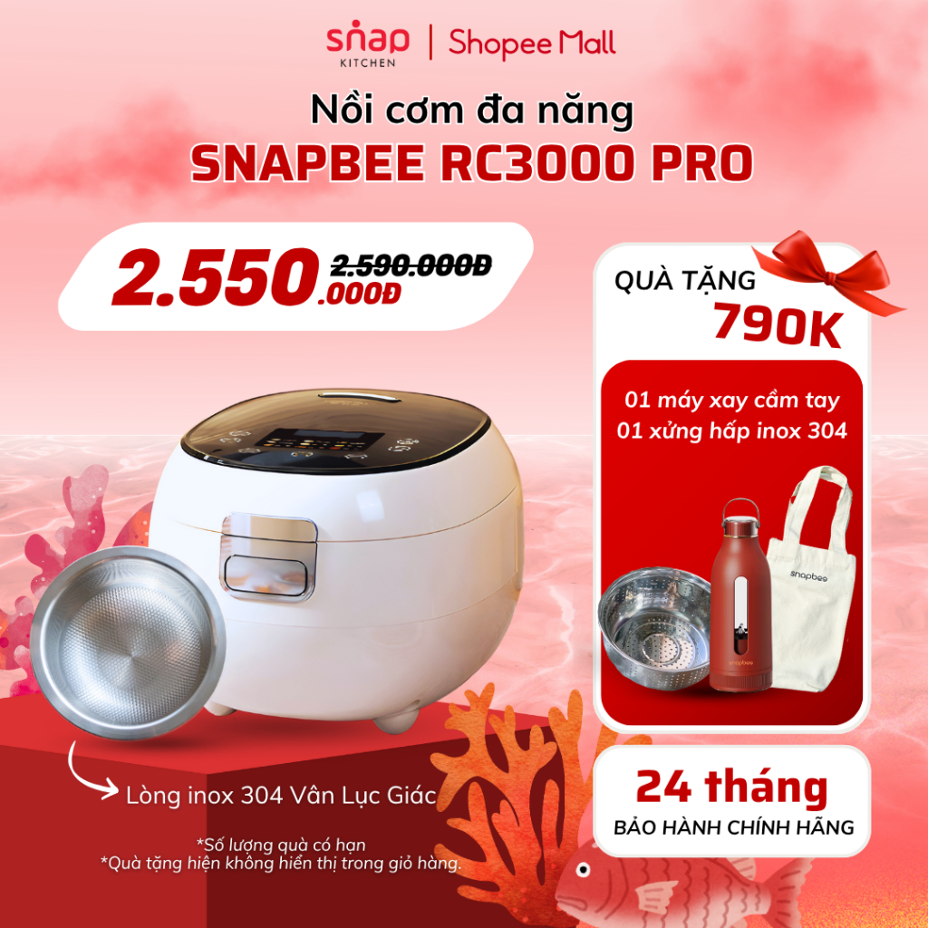 (MỚI) Nồi Cơm Tách Đường Snapbee RC3000 Pro Đa Năng 3L Cho Người Ăn ...