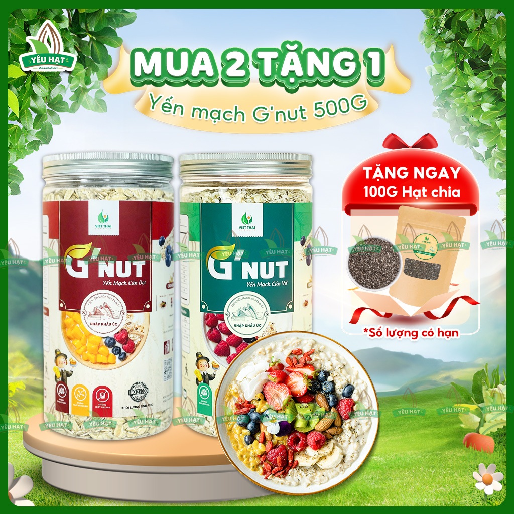 [MUA 2 TẶNG 1] Yến mạch Úc G'Nut Nguyên Chất Cán Vỡ / Cán Dẹp Dưỡng Da Eatclean Ăn Dặm( Gói 500g ...