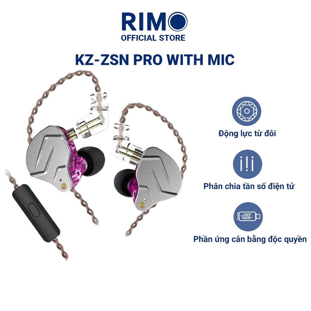 Tai nghe có mic hiệu KZ, model ZSN Pro có dây điều khiển chất lượng âm ...