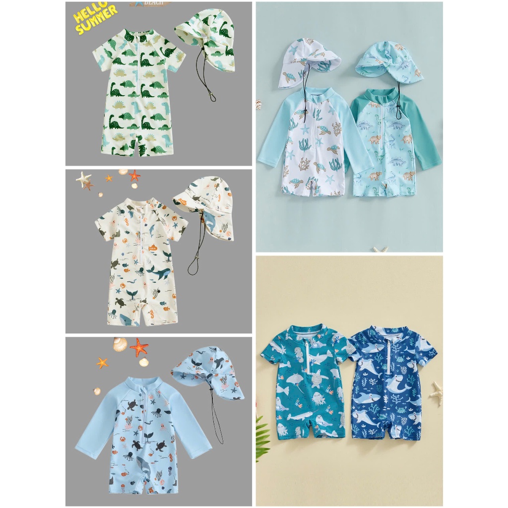 [Chính hãng] Mới 2025 Đồ bơi bé trai tay dài liền thân size bé 7-16kg | Shopee Việt Nam