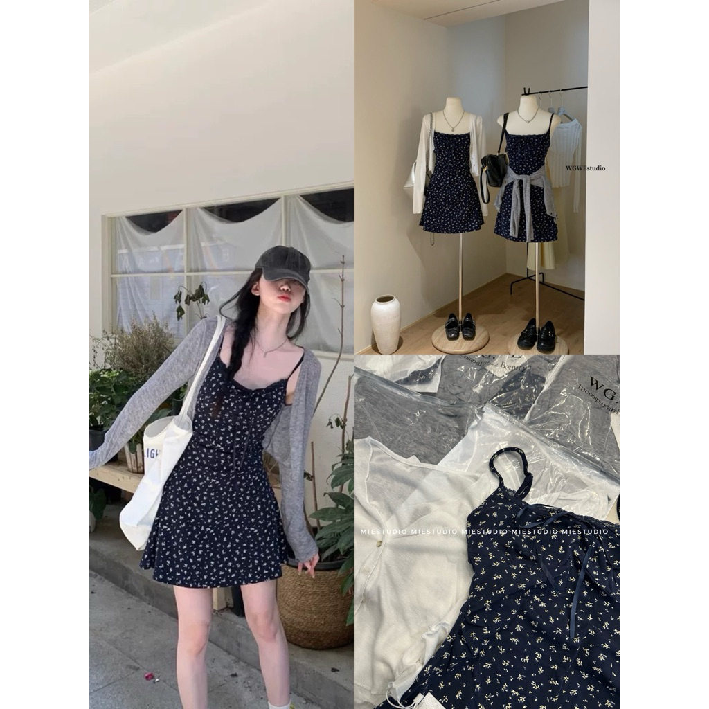 𝗺𝗶𝗲 𝘀𝘁𝘂𝗱𝗶𝗼 - /WGWE/ (SẴN 1 SỐ SIZE) Set đầm 2 dây ngắn kèm áo khoác ...