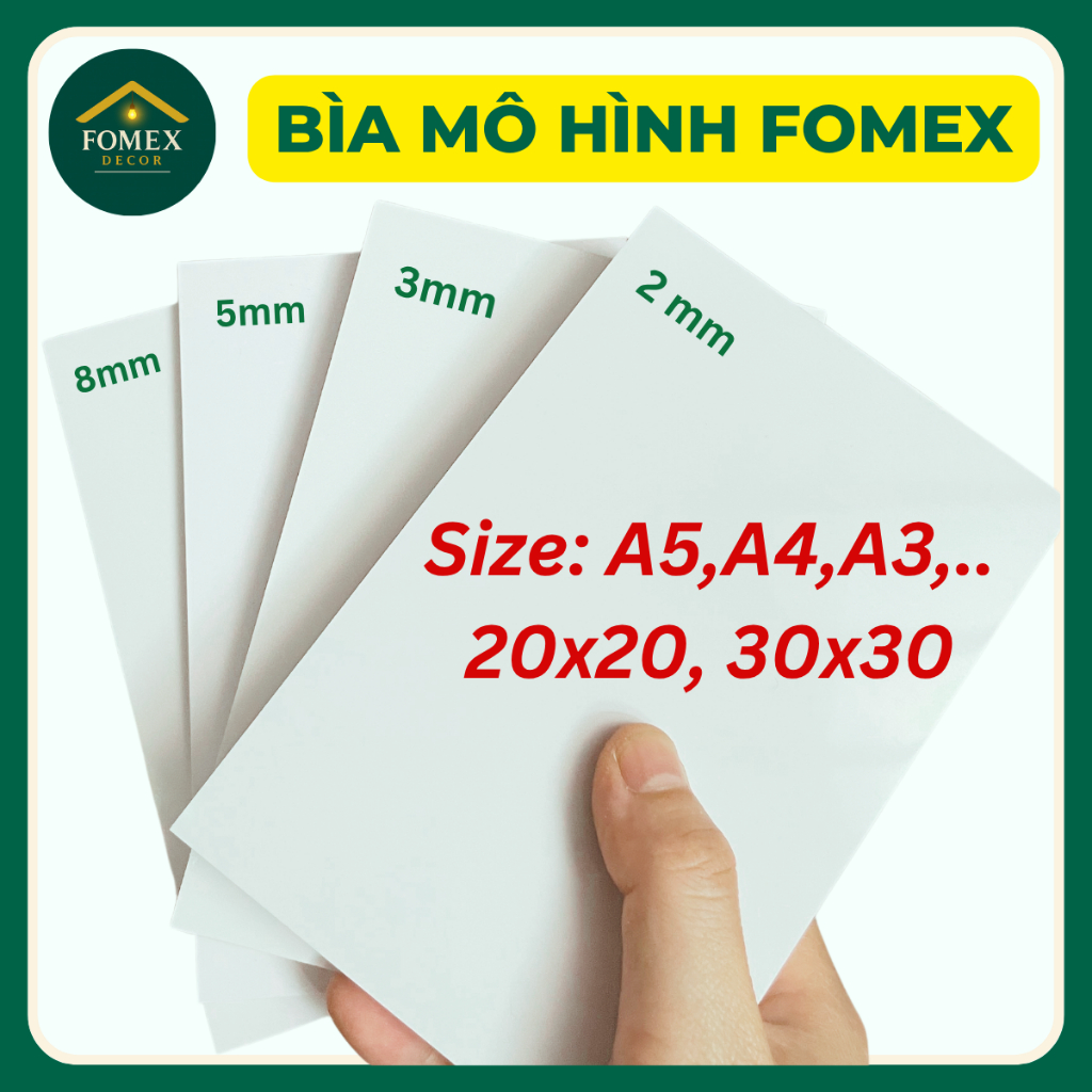 [HỎA TỐC] Tấm bìa mô hình Fomex A5-A4-A3-20x20-30x30 dày 2ly, 3ly, 4ly ...