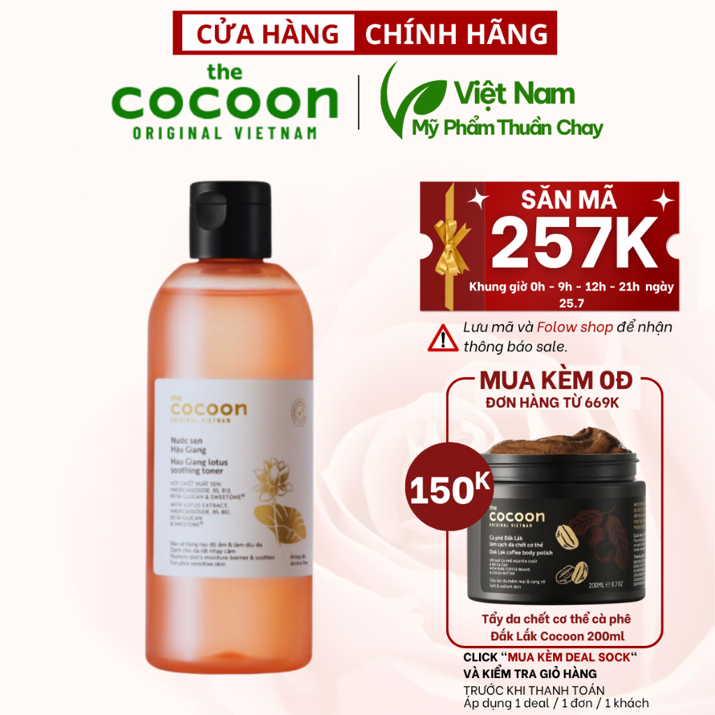 Nước sen Hậu Giang (toner) Cocoon giúp phục hồi đa nhiệm cho da rất ...