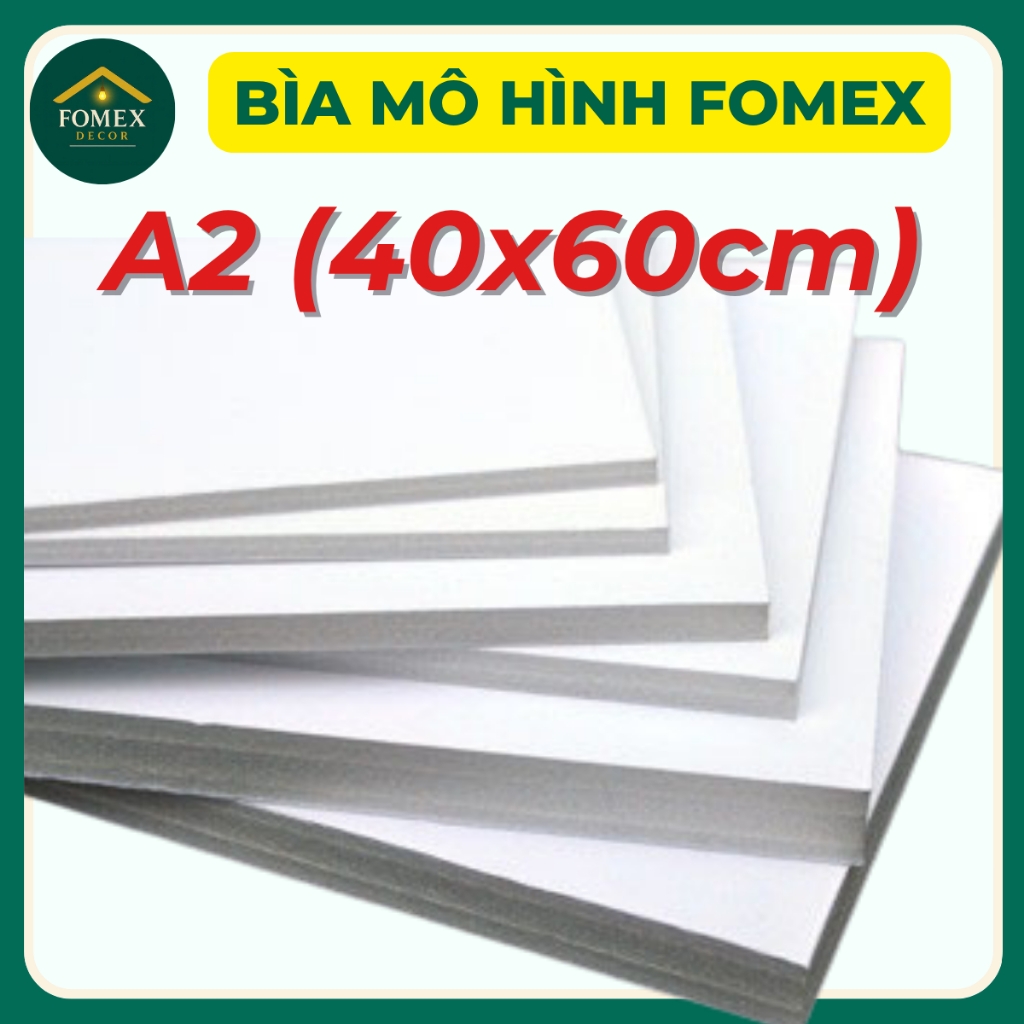 Tấm bìa mô hình Fomex 40x60cm (A2), Formex Foam pvc dày 2ly/ 3ly/ 4ly ...