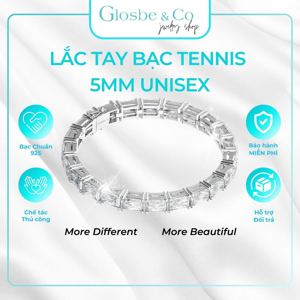 Lắc Tay Tennis Thiết Kế Emeral VIP Glosbe & Co Bạc 925 Viên Cubic ...