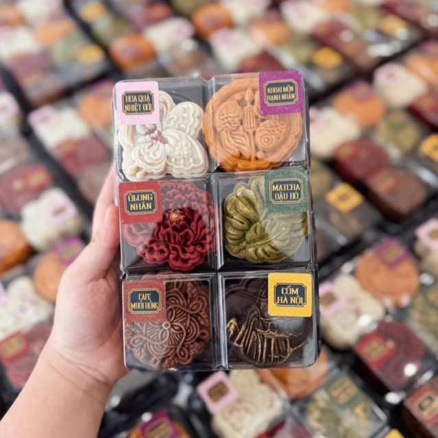 (TẶNG TÚI XÁCH)Set bánh trung thu 3D mini hiện đại, set 6 bánh trung ...