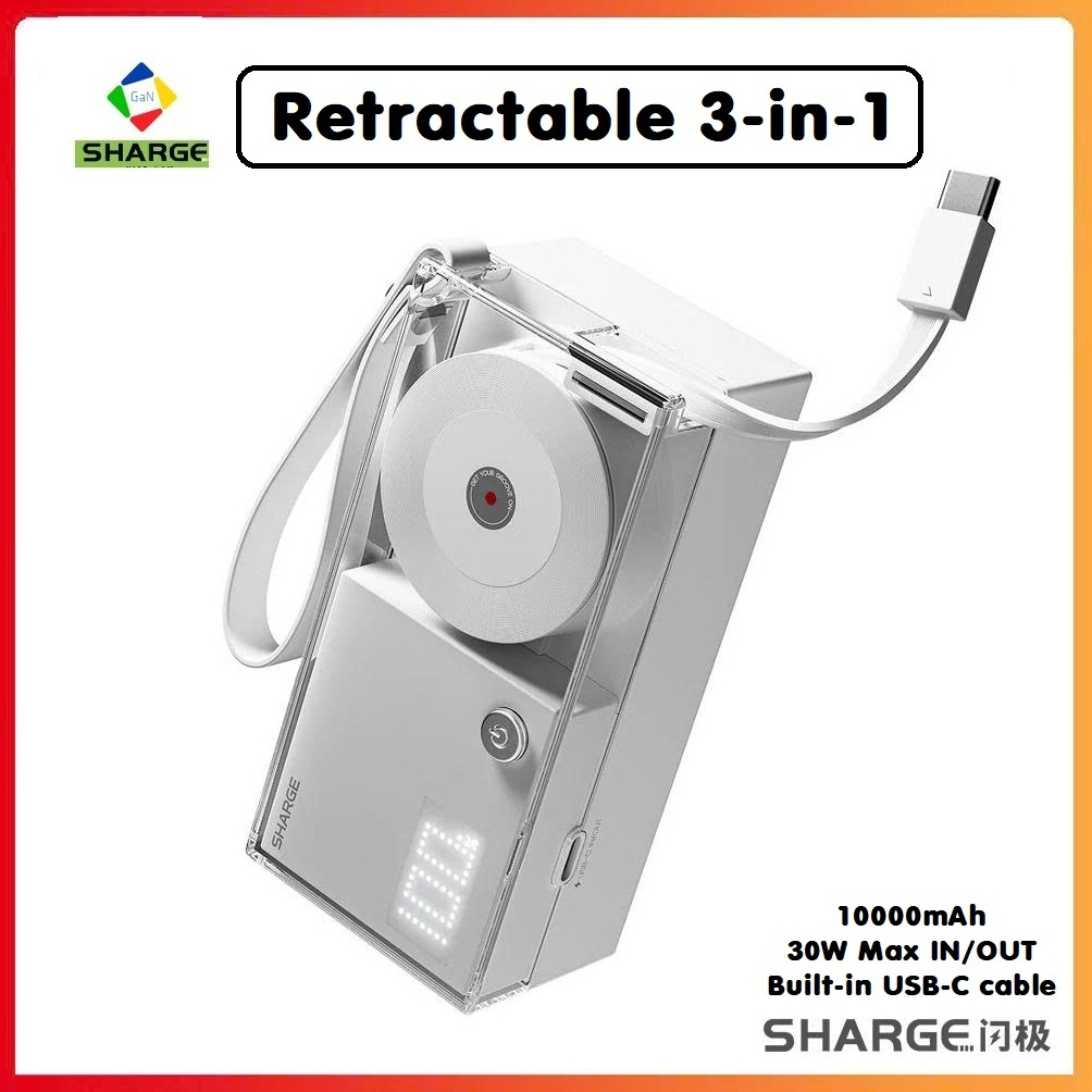 SHARGE Retractable 3-in-1 | 2 Cổng USB-C Max 30W | Shopee Việt Nam