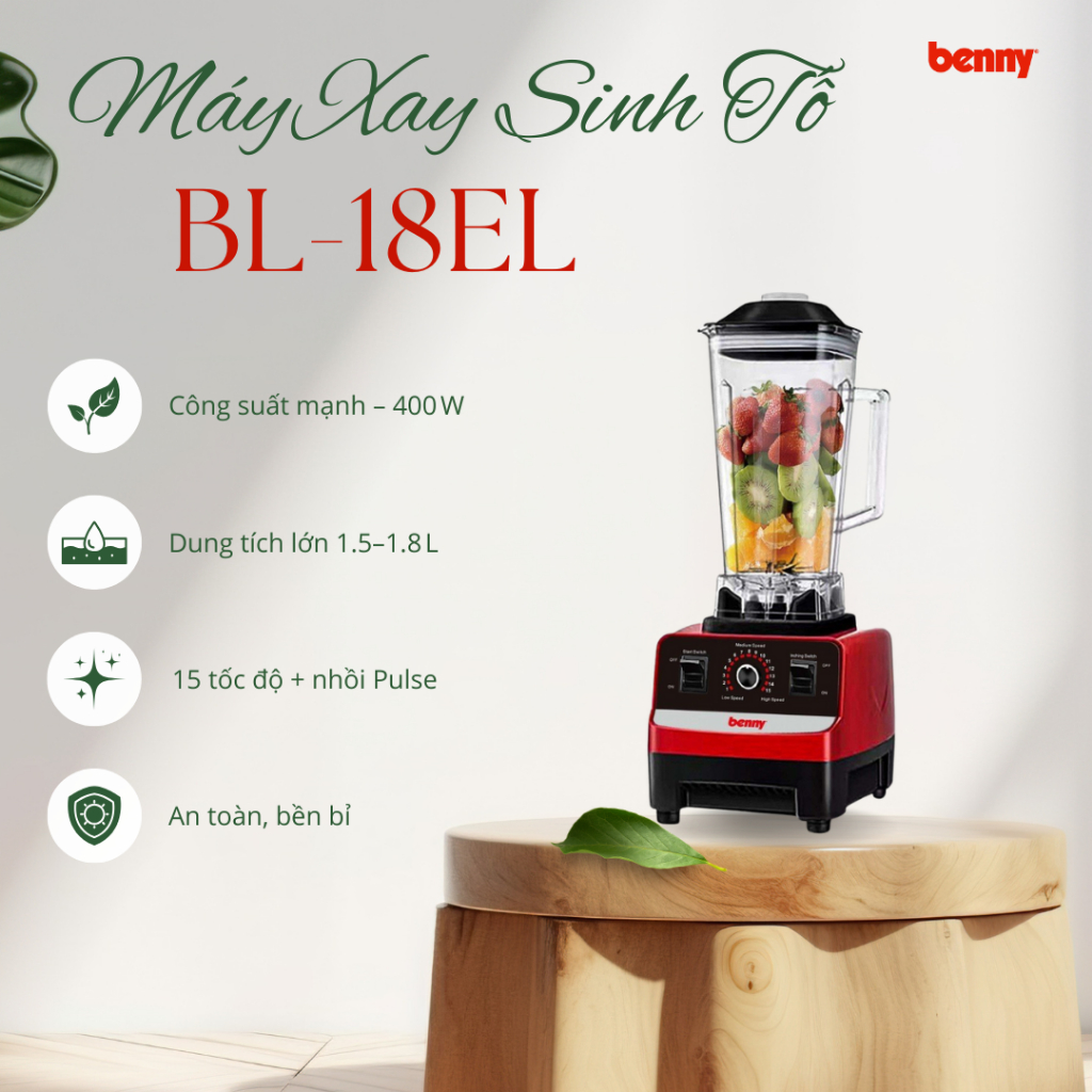 Máy Xay Sinh Tố Benny BL-18EL, 400W, 1.8 Lít,02 cối nhựa ABS an toàn ...