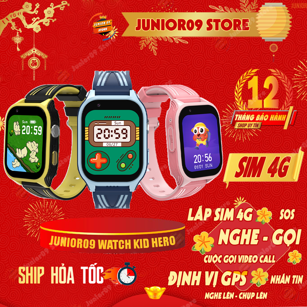 Đồng hồ thông minh Trẻ em JUNIOR09 WATCH KID HERO | Lắp sim, Nghe gọi độc lập, Video Call, Định ...