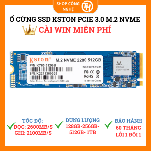 Ổ cứng SSD Kston K765 M.2 PCIe Gen3x4 NVMe 128GB, 240GB, 512GB dùng cho ...