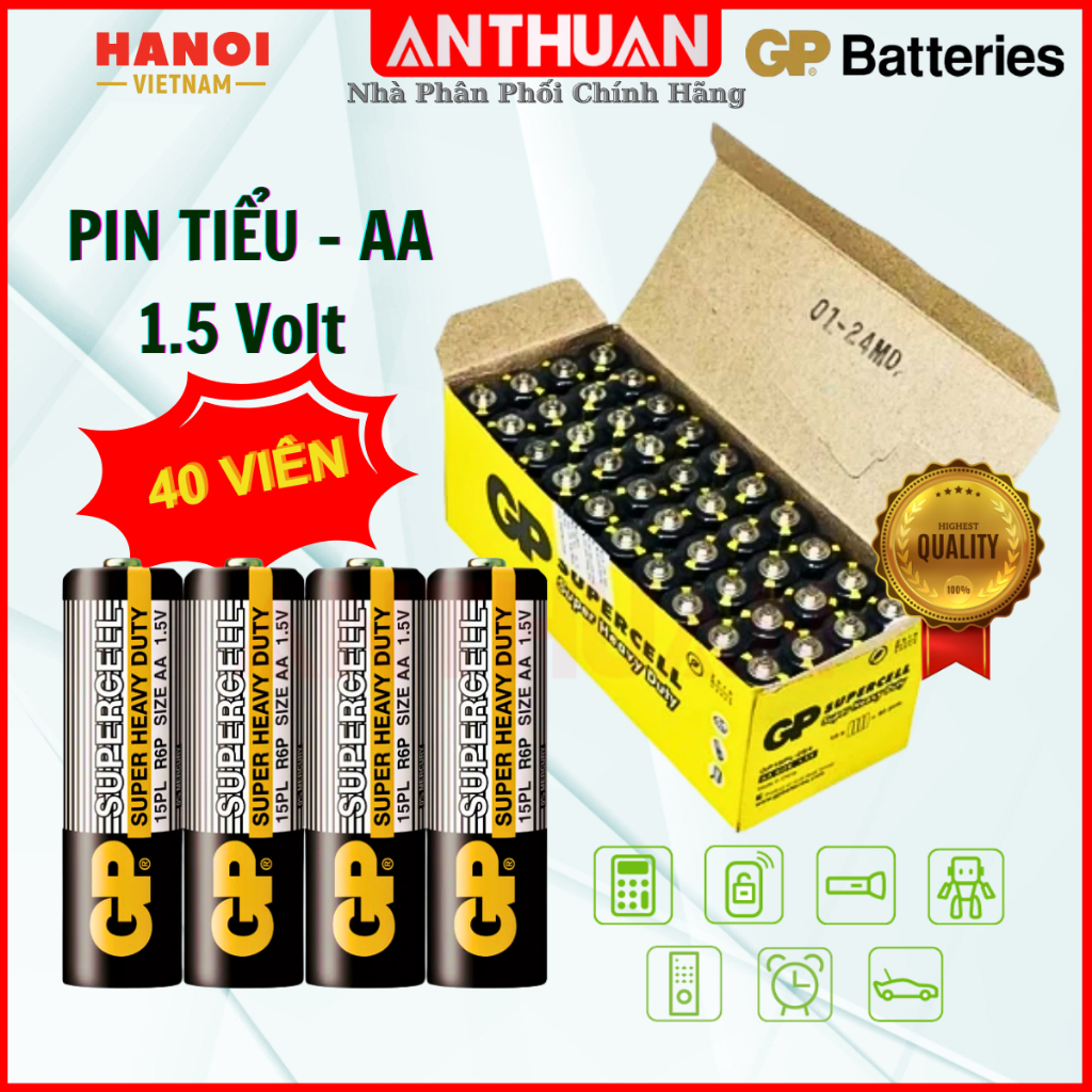 Pin Tiểu 1.5V AA GP Super Heavy Duty - Hộp 40 viên pin 2A cao cấp dùng ...