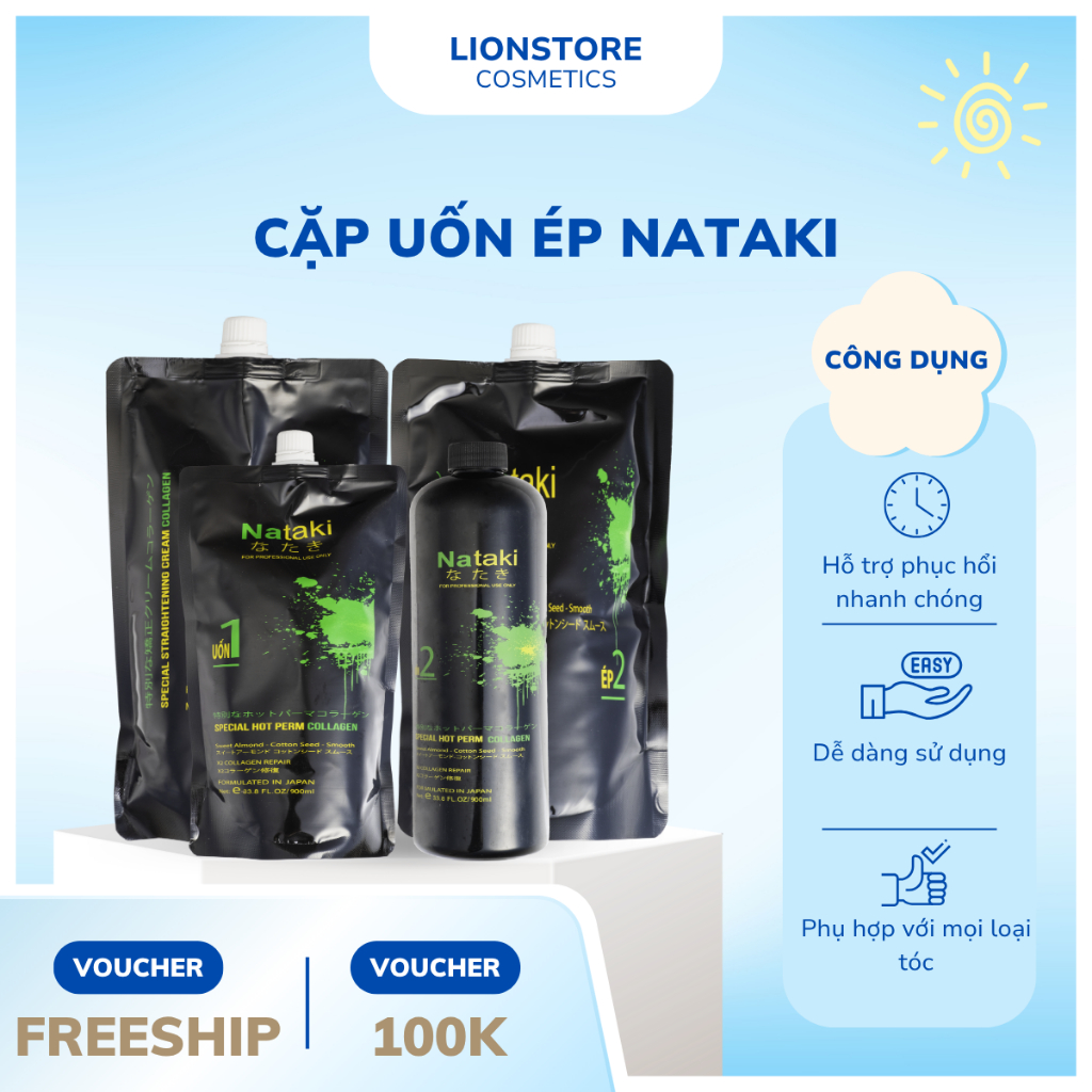 Thuốc ép tóc Nataki, Kem duỗi tóc Collagen phục hồi tóc thẳng NATAKI ...