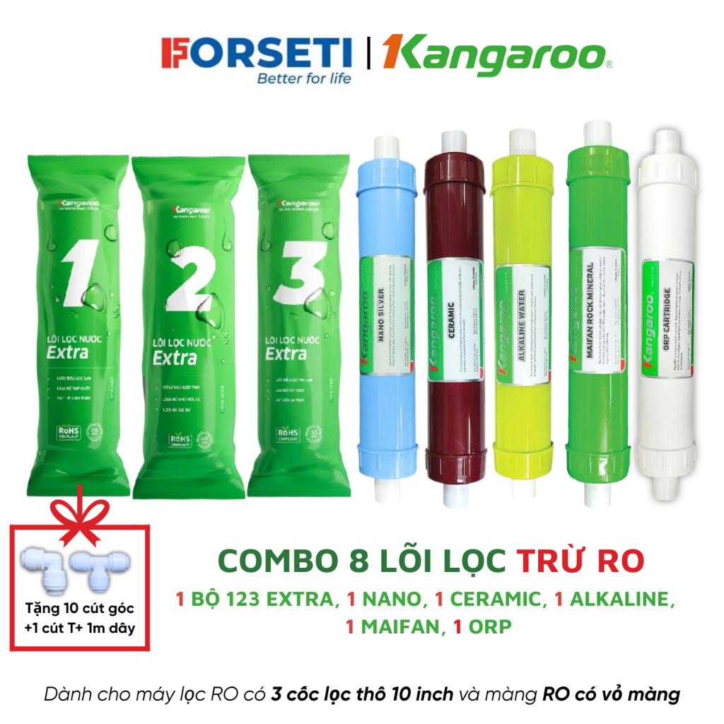 Trọn bộ 8 lõi lọc nước Kangaroo chính hãng dùng cho máy lọc nước Kangaroo KG06G4, KG108, KG108H ...