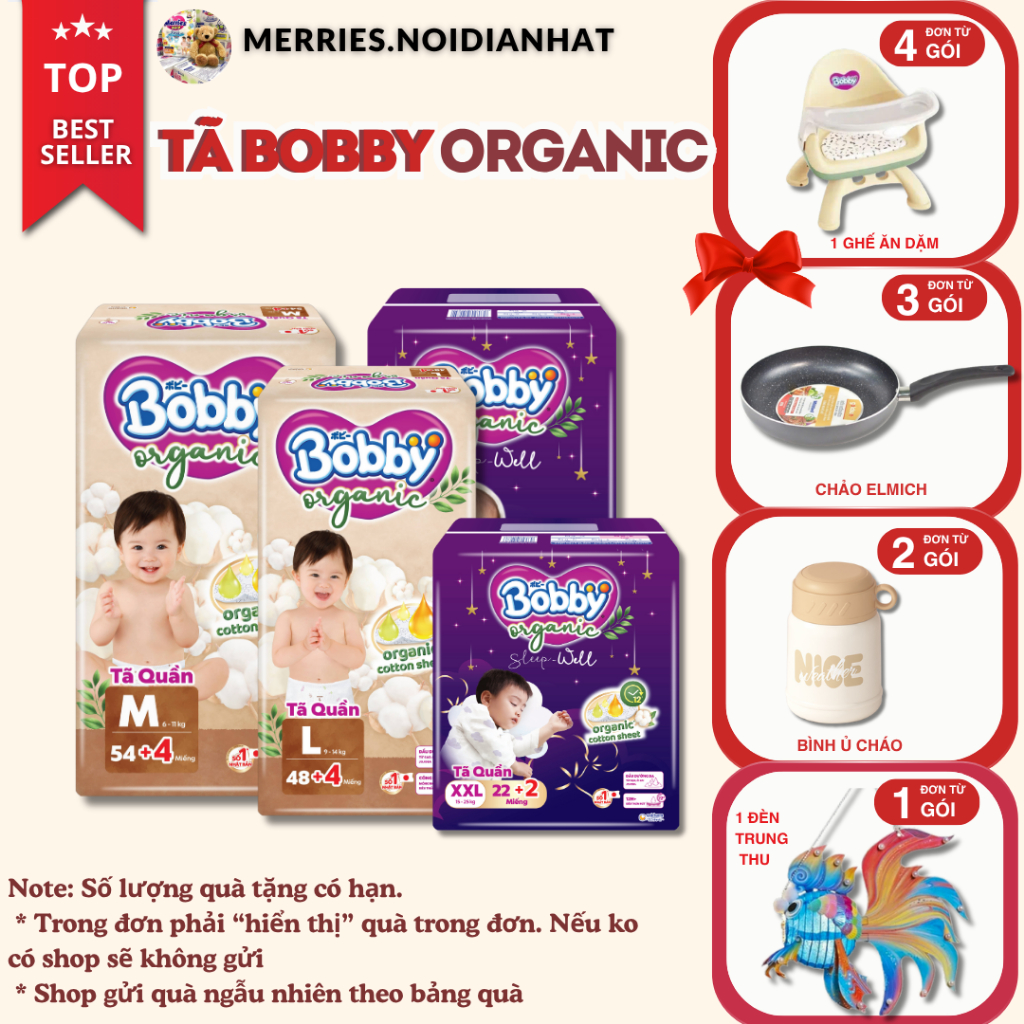 [MẪU MỚI] Tã quần BOBBY ORGANIC Size M/L/XL/XXL Siêu Mỏng, Cotton Hữu ...