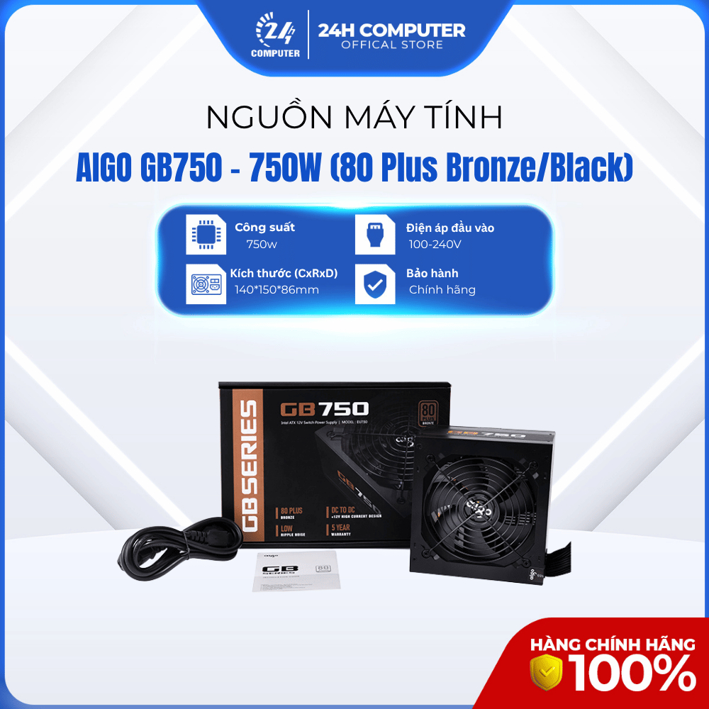 Nguồn AIGO GB750 - 750W (80 Plus Bronze/Màu Đen), Bảo Hành Chính Hãng ...