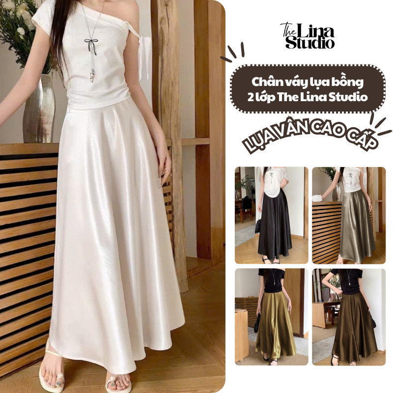 Chân váy lụa maxi nữ có bigsize dáng xoè bồng từ 40-75kg TheLinaStudio ...