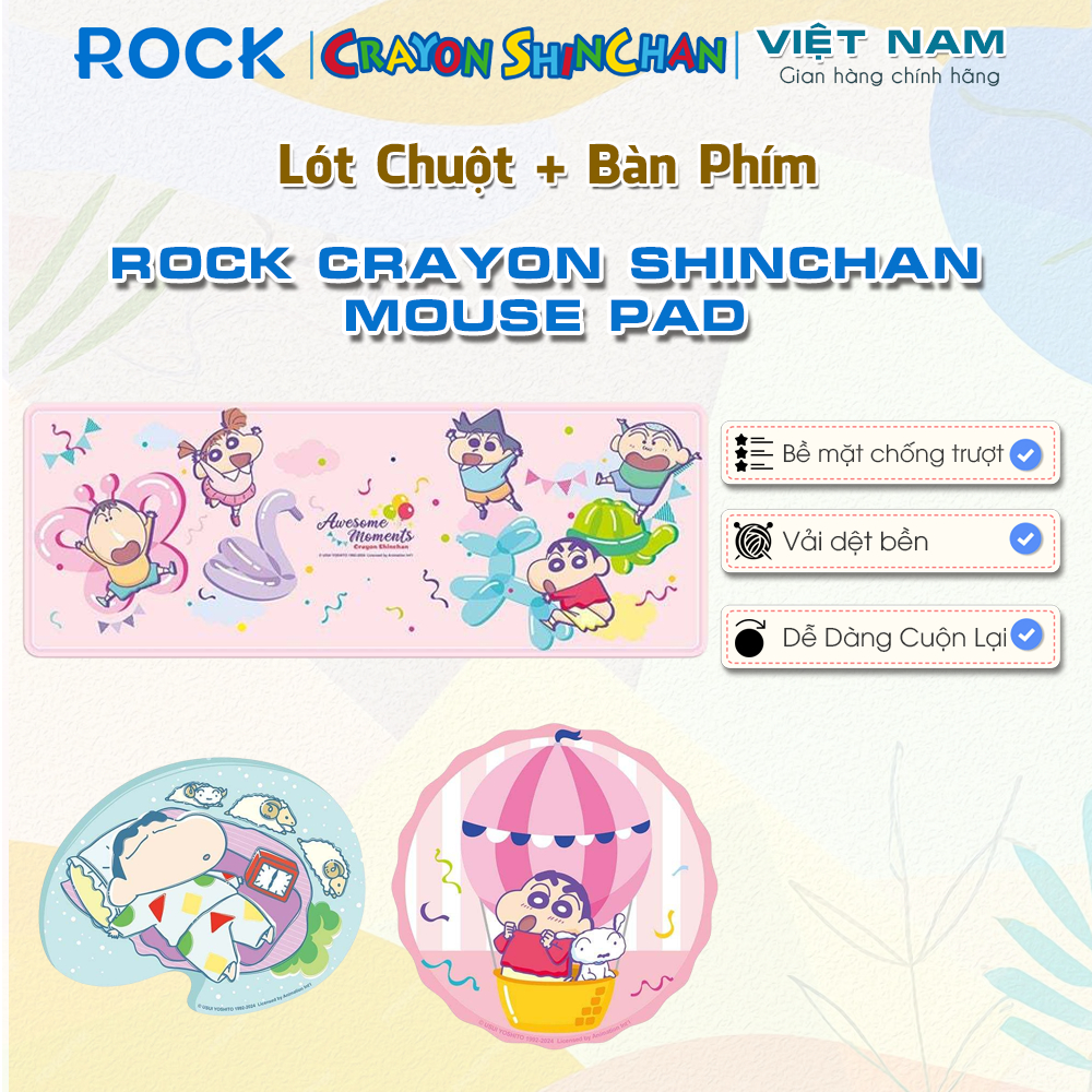 Lót Chuột + Bàn Phím ROCK Crayon Shinchan Mouse Pad (Anti-Slip Texture ...