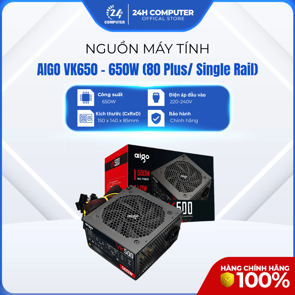 Nguồn Máy Tính AIGO VK650 - 650W | 85 Plus / Active PFC / Single Rail ...