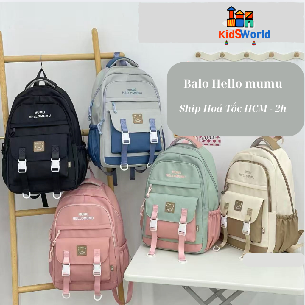 Balo Nam Nữ Hello MuMu, Đi học đi chơi nhiều ngăn, sức chứa lớn, thiết ...