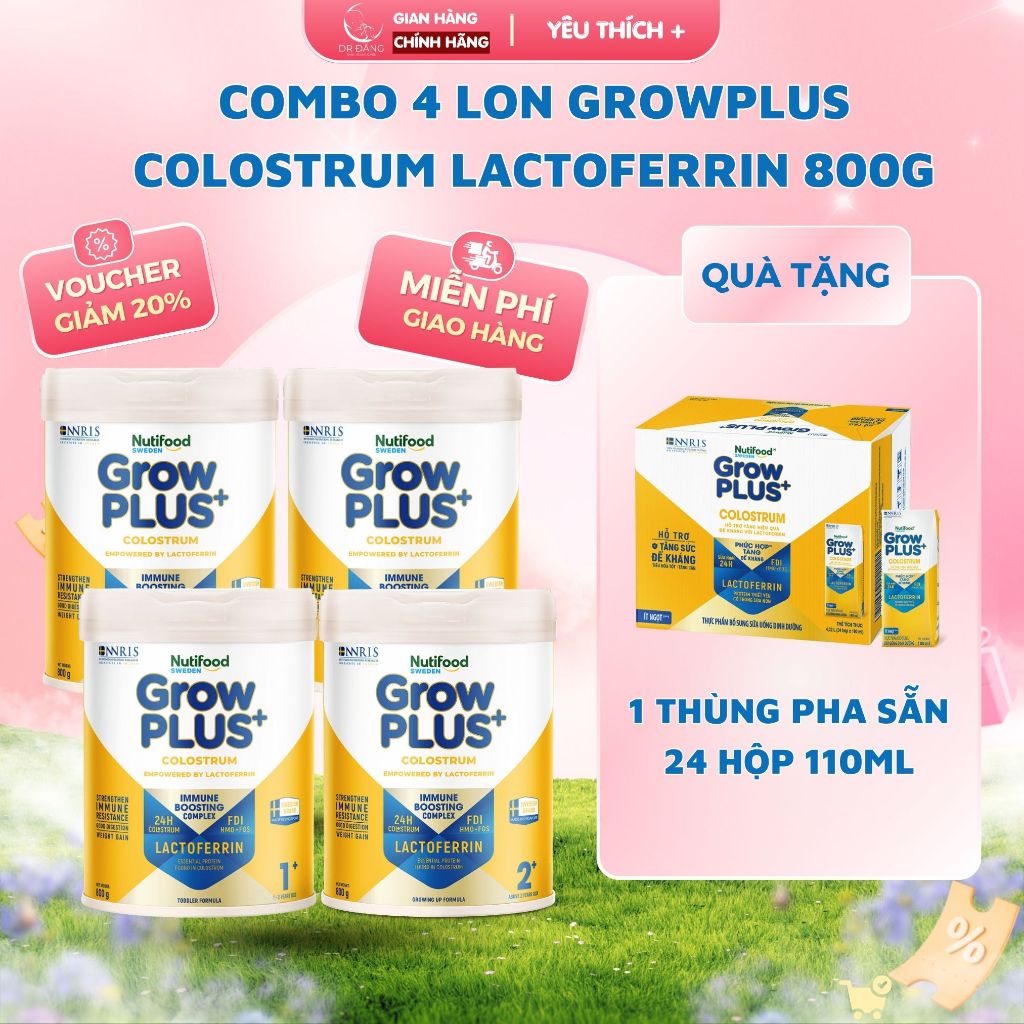 [Bác Sĩ Đăng]Combo 4 Lon sữa Grow Plus Colostrum Lactoferrin 800g Tặng ...