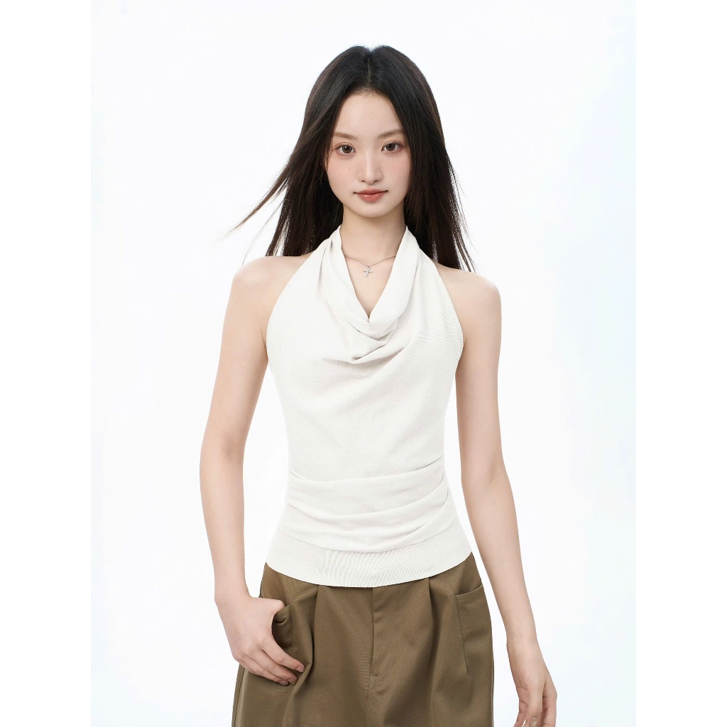 Áo Cổ Yếm Hở Lưng Ôm Body MADI TOP Màu Trơn Vải Thun Co Giãn Basic SAN ...