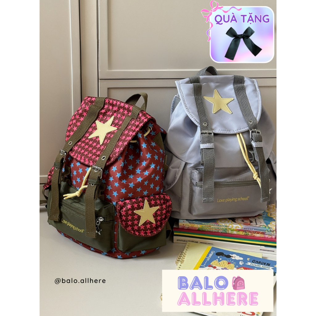 [ORDER] Balo Phong Cách Retro Họa Tiết Ngôi Sao Chống Nước BL182 ...