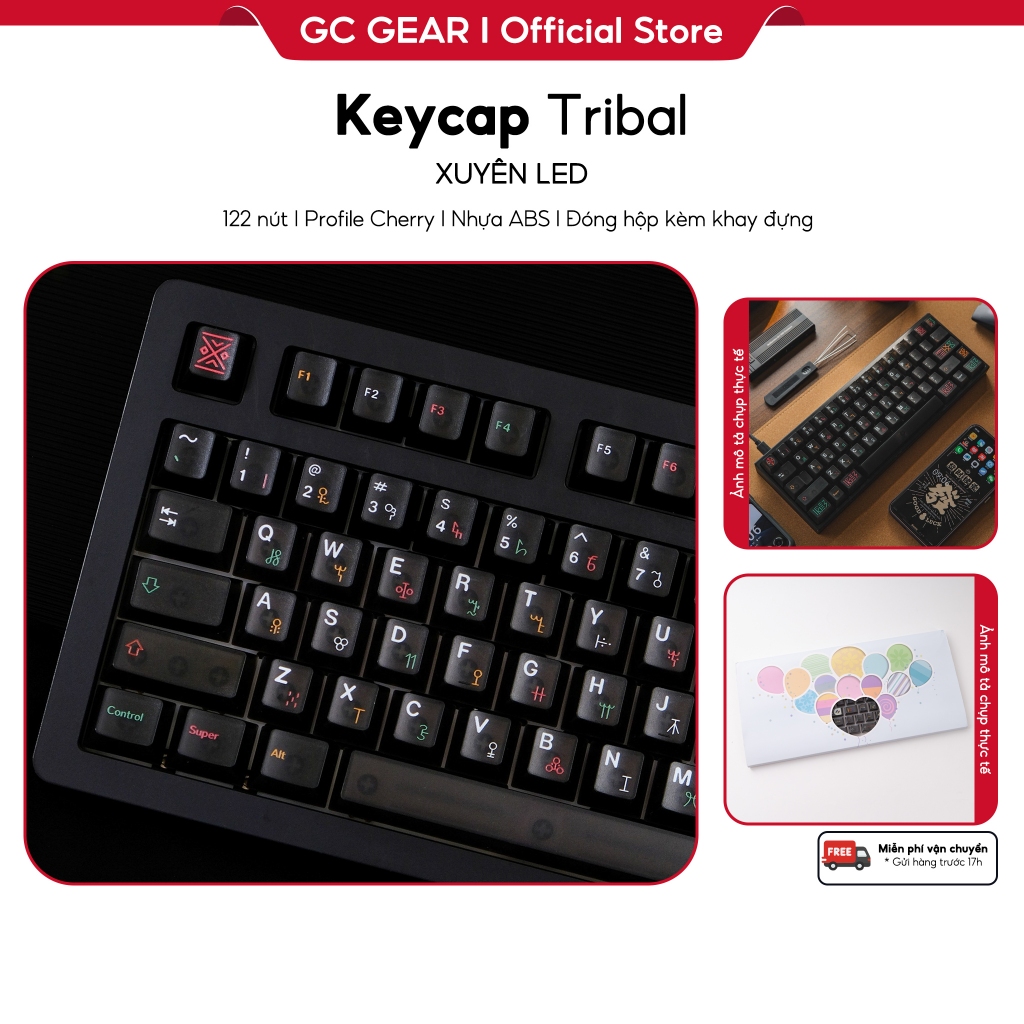 Keycap Tribal Xuyên LED - Keycap nhựa ABS profile Cherry 122 nút - GC ...