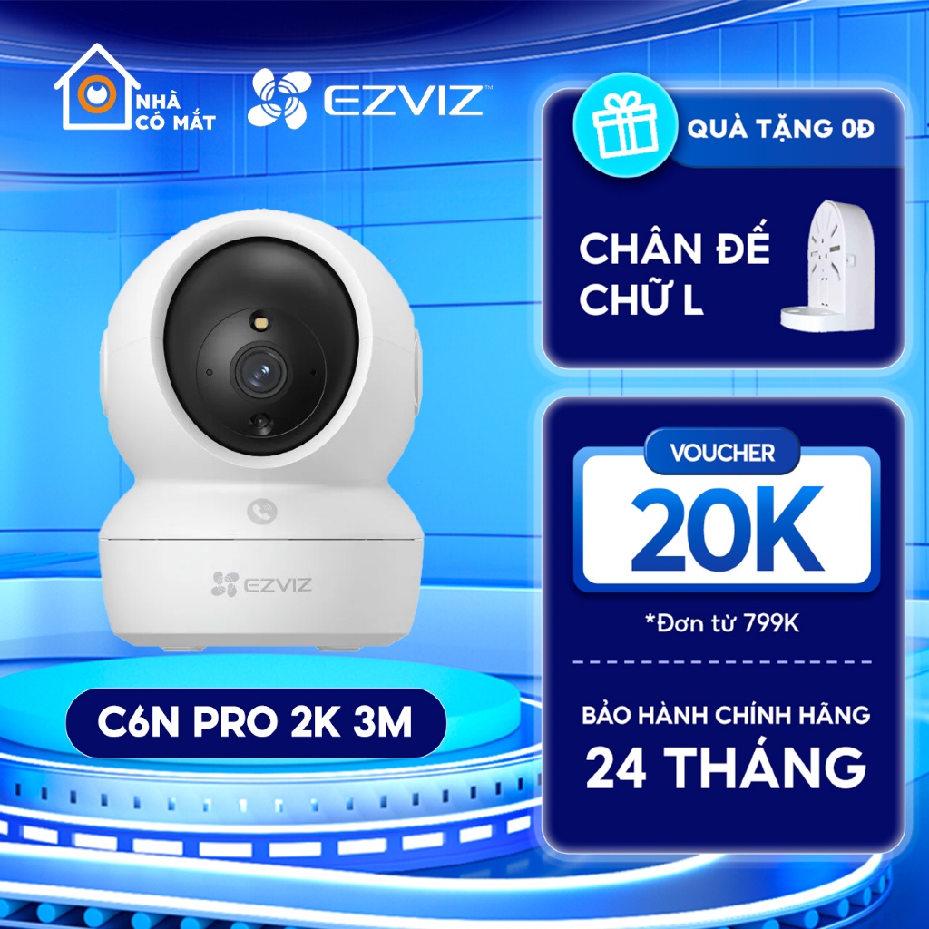 Camera Ezviz Trong Nhà C6N PRO 2K 3MP, Xoay 360 Độ, Có Màu Ban Đêm, Đàm Thoại 2 Chiều, BH 2 Năm ...