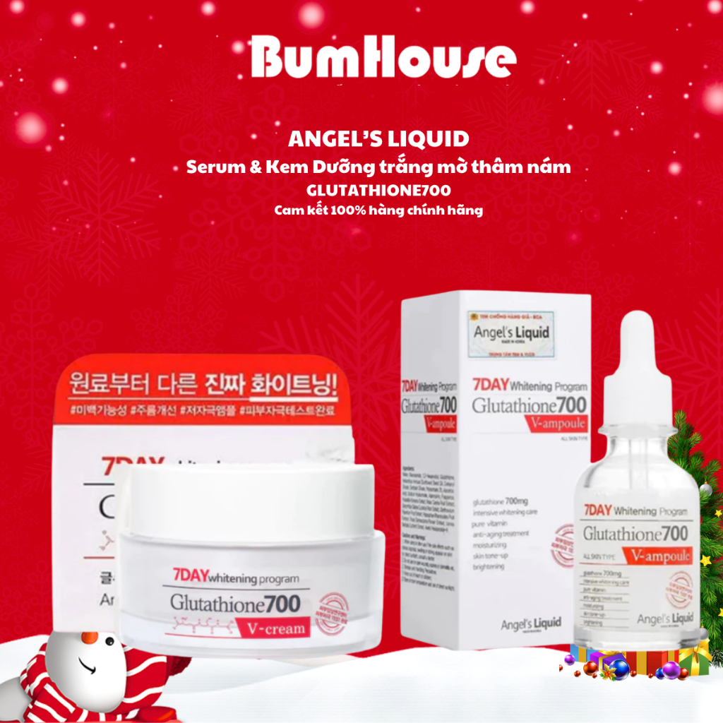 Combo Serum và Kem dưỡng Angel's Liquid Glutathione 700 dưỡng trắng, mờ ...