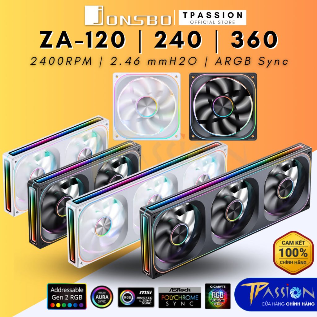 Quạt Fan Case 12cm JONSBO ZA - 120 / 240 / 360 / REVERSE LED ARGB - ZB -Chính hãng, tản nhiệt Vô ...