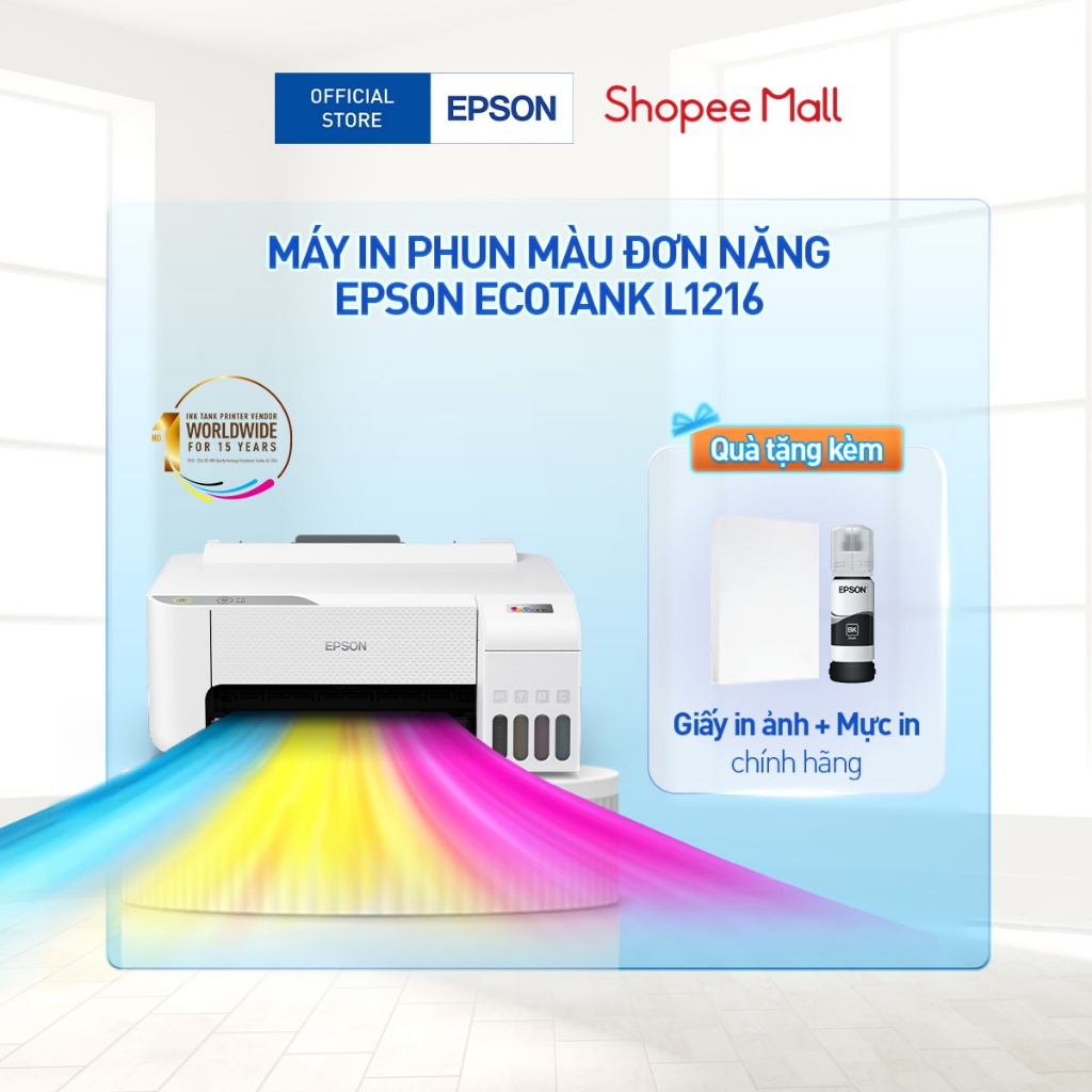 Máy In Phun Màu Đơn Năng Epson EcoTank L1216 (Bao Gồm Bộ Mực Chính Hãng ...