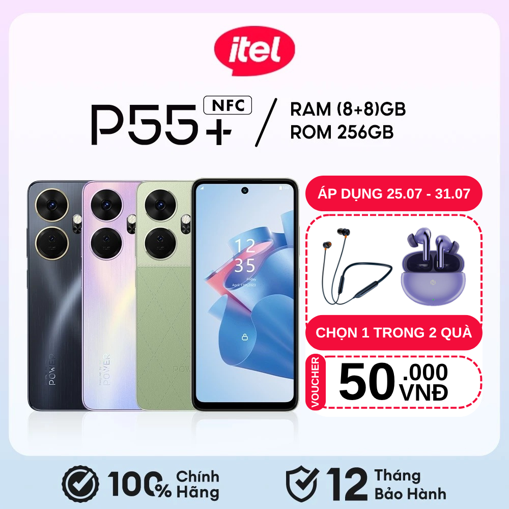[QUÀ 390K + VOUCHER 50K] Điện Thoại Itel P55+ 8GB/256GB | NFC | 5000 ...