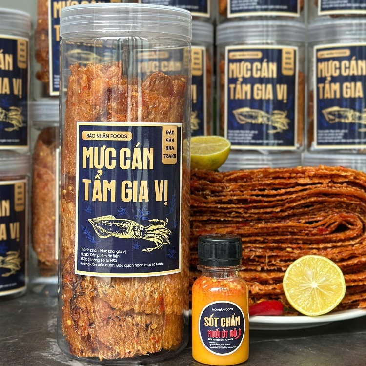 Hủ 500gr Mực Gù Cán Tẩm Gia Vị Đặc Sản Nha Trang (Tặng Kèm Thêm Sốt ...