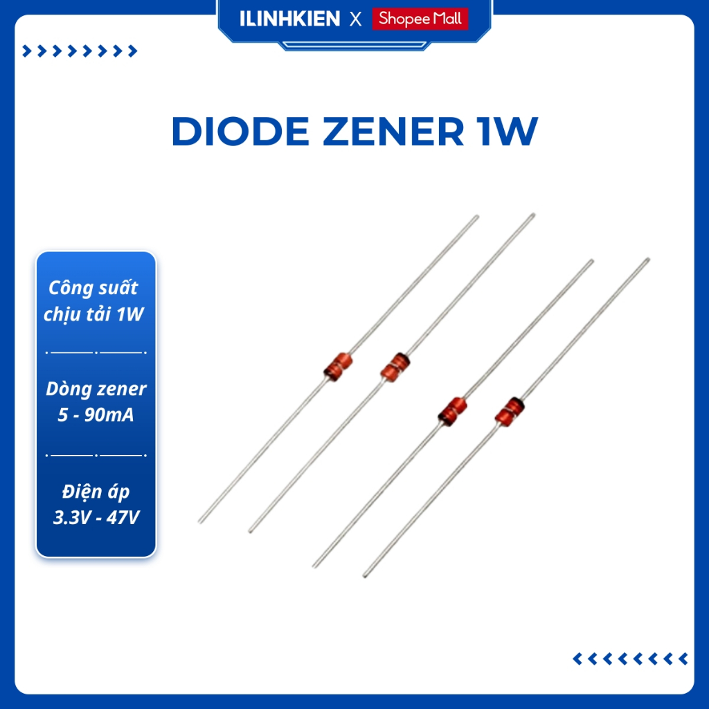 Diode zener 1W 3.3V/3.9V/5.1V/5.6V/6.2V/9.1V/12V/15V/18V/20V/24V combo 10 con chất lượng cao ...