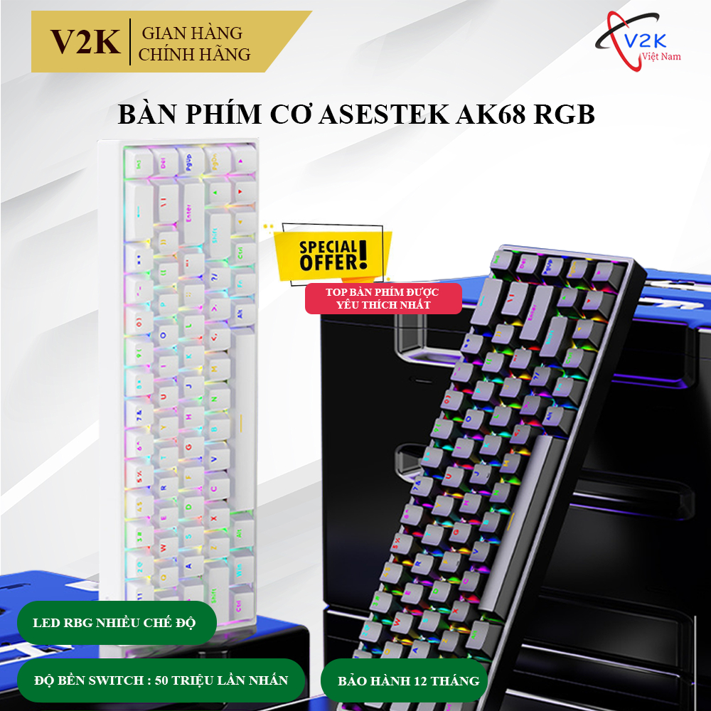 Bàn phím cơ Gaming AK68 bản đặc biệt | thiết kế nhỏ gọn layout 68 phím | Led RGB | Bluewitch ...