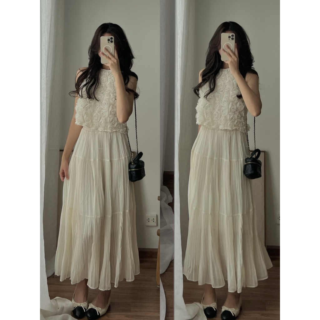 CV907 Chân váy voan tơ dáng dài Audrey | Shopee Việt Nam