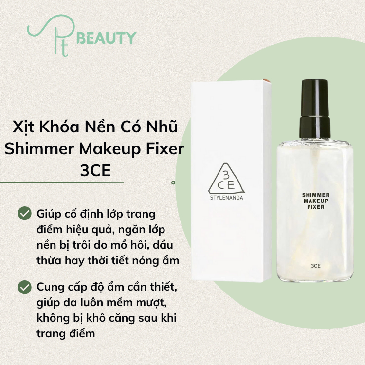 Xịt Khóa Nền Có Nhũ Shimmer Makeup Fixer 3CE 95ml | Shopee Việt Nam
