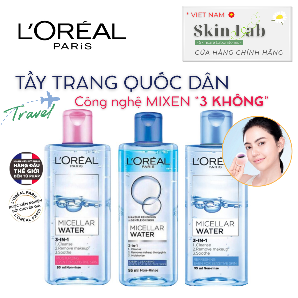 Nước Tẩy Trang L'Oreal Micellar Water 3-in-1 Refreshing Even For Sensitive Skin, Cho Da Dầu Mụn ...