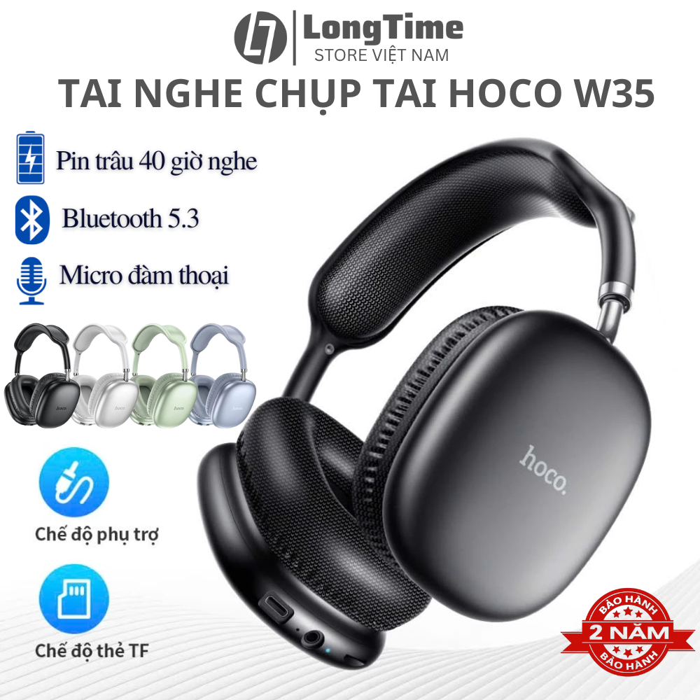 Tai Nghe Bluetooth Chụp Tai Hoco W35 Air - Pin 40 Giờ Nghe Tích Hợp Micro Đàm Thoại Hỗ Trợ AUX 3 ...