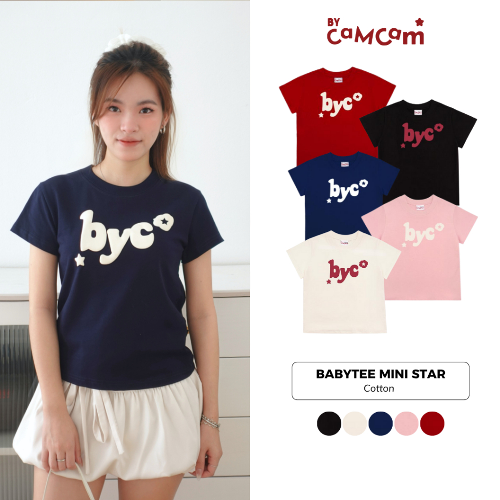 Áo Babytee MINI STAR 𝑩𝒚𝒄𝒂𝒎𝒄𝒂𝒎 Form Basic 100% Cotton In Nổi Logo Byc Cho Nữ [To Youth Collection ...