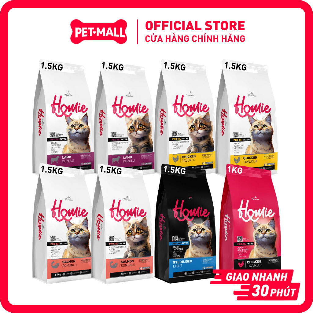Thức Ăn Hạt Homie Pro Premium Cho Mèo Con/Trưởng Thành 1.5kg - Bổ Sung ...
