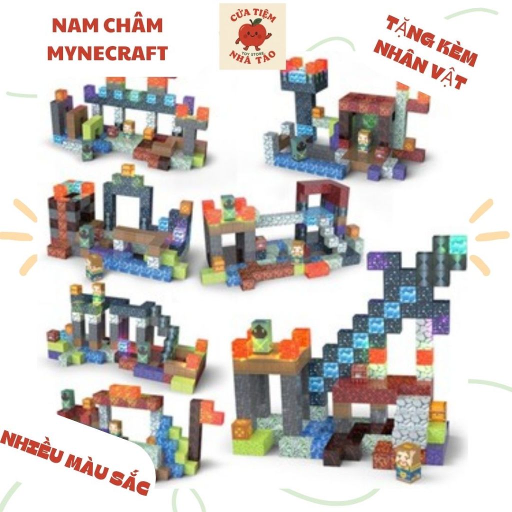 Set 100 khối nam châm Minecraft từ tính 6 mặt Kích thước: 2 x 2 x 2cm ...