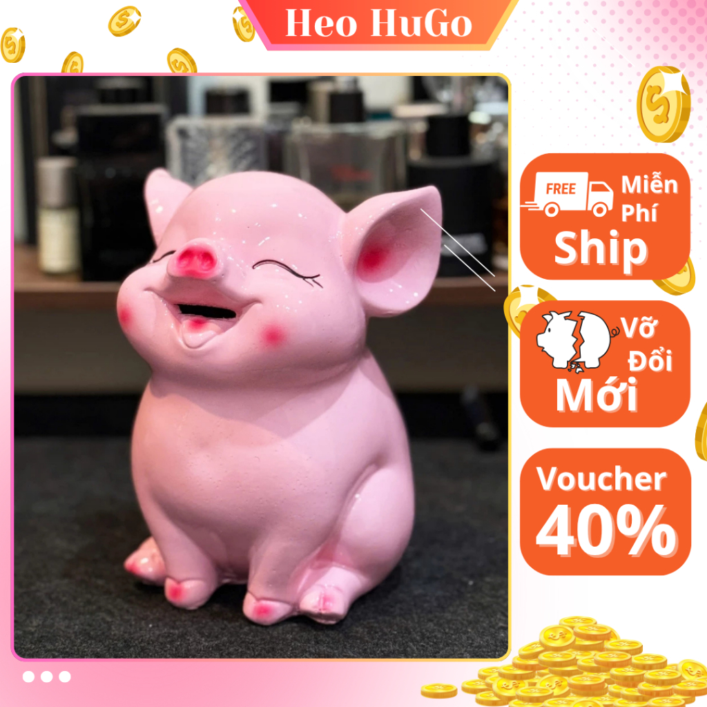 Heo đất tiết kiệm size to màu hồng – Heo đất mini, lợn đất, ống heo ...