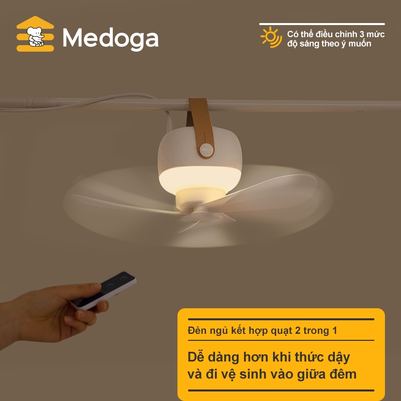 MEDOGA quạt điện đèn ngủ mini điều khiển từ xa tiết kiệm điện an toàn ...
