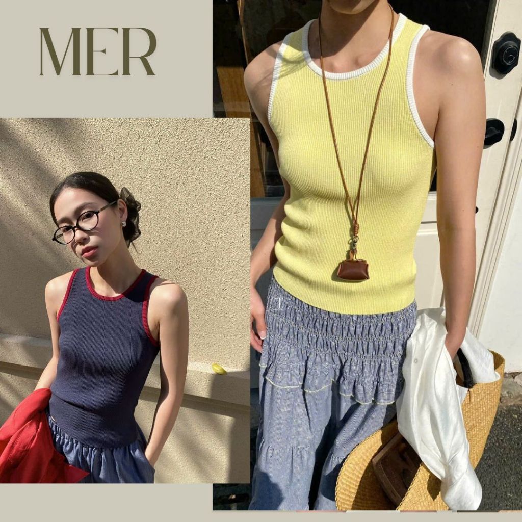 MER BASIC Áo Tanktop Len Gân Viền Màu – Áo Ba Lỗ Nữ Form Ôm Body Sang ...