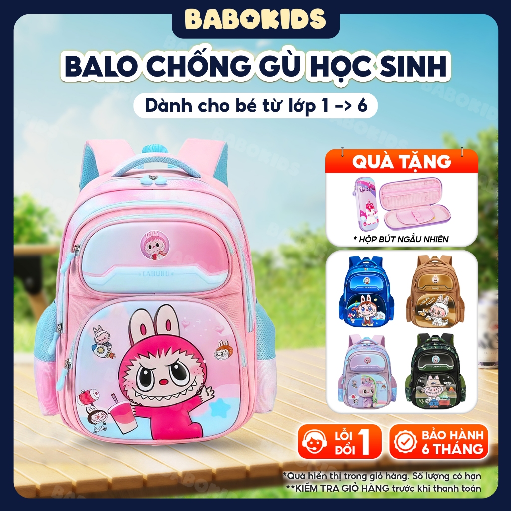 Balo Học Sinh LABUBU Siêu Nhẹ, Đệm Thoáng Khí, Cặp Đi Học Cho Bé Tiểu ...