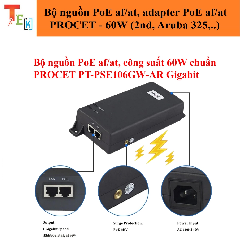 Bộ nguồn PoE af/at PROCET - 60W (BH 1 TH) | Shopee Việt Nam