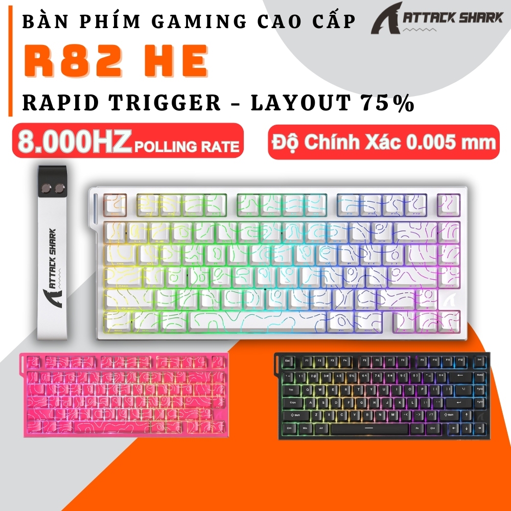 Bàn Phím Cơ Attack Shark R82HE - Layout 75%, Rapid Trigger 0.005MM, LED ...