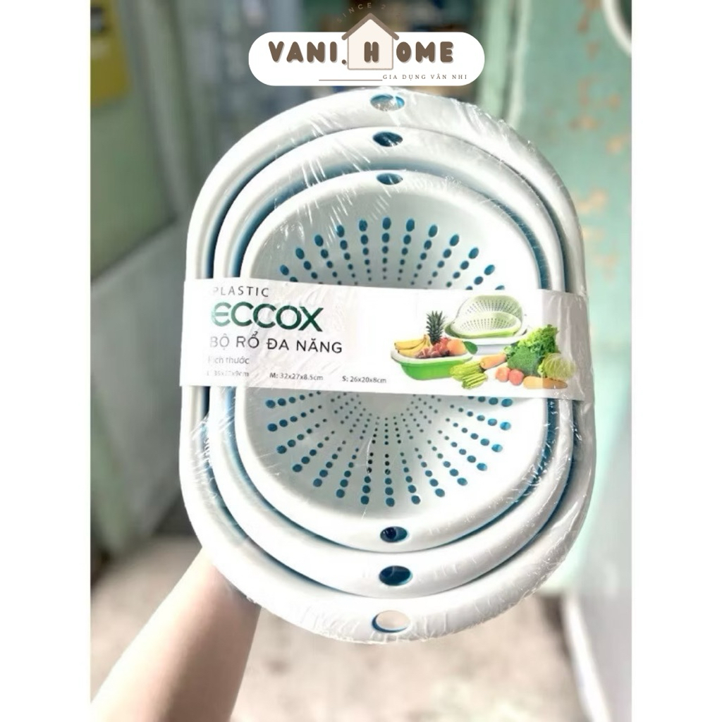 Bộ thau rổ nhựa loại bầu ECOMAX cao cấp 6 món dày đẹp đựng thực phẩm ...
